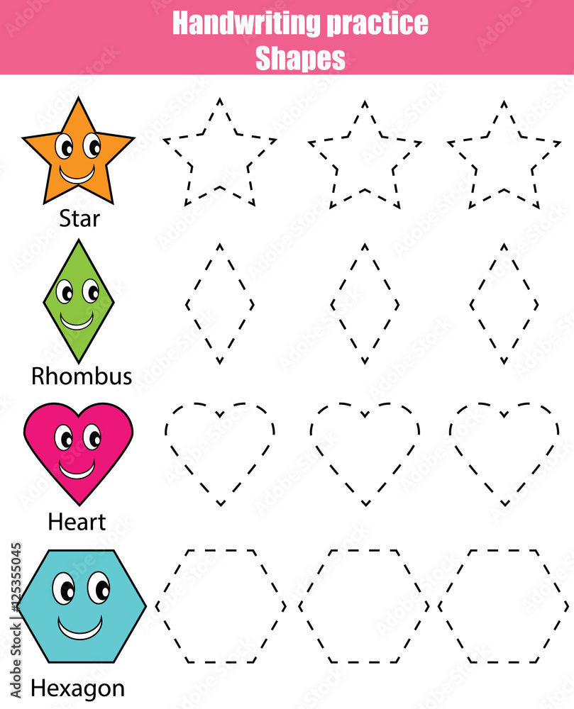 Handwriting practice sheet. Educational children game, kids activity ...