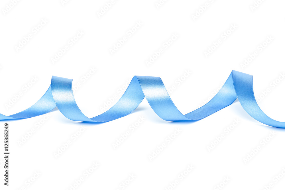 Shiny blue ribbon isolated on white Stock Photo | Adobe Stock