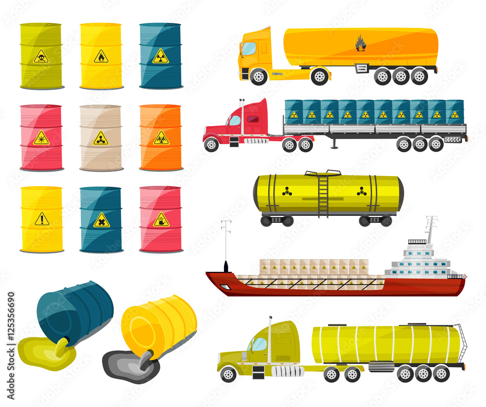 Cartoon illustration on the theme of products of the chemical industry ...
