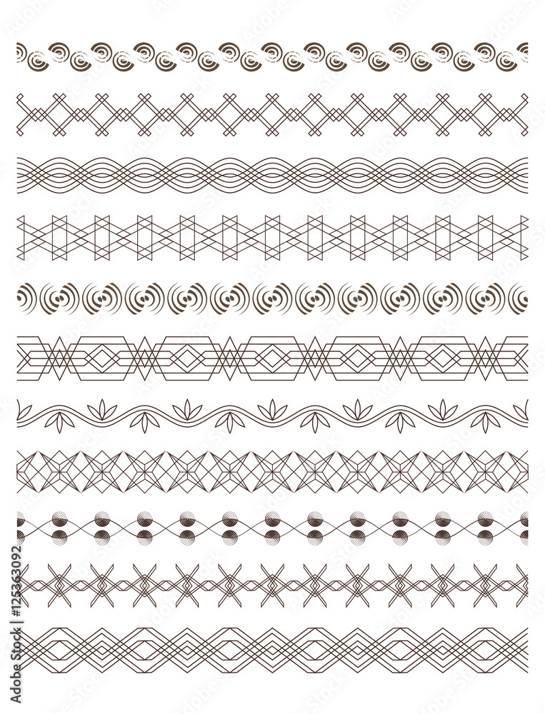 Set of border lines. Vector geometric borders. Stock Vector | Adobe Stock