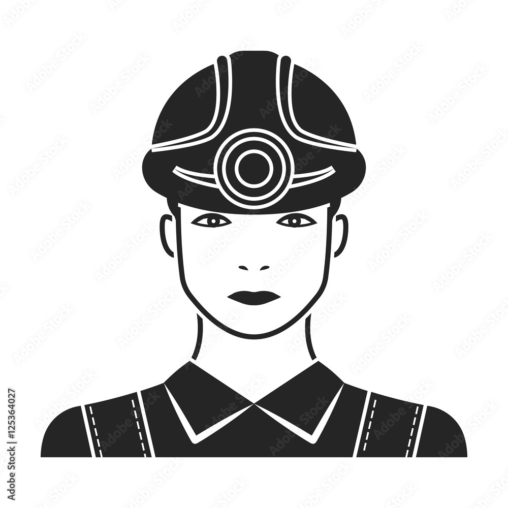 Miner icon in black style isolated on white background. Mine symbol ...