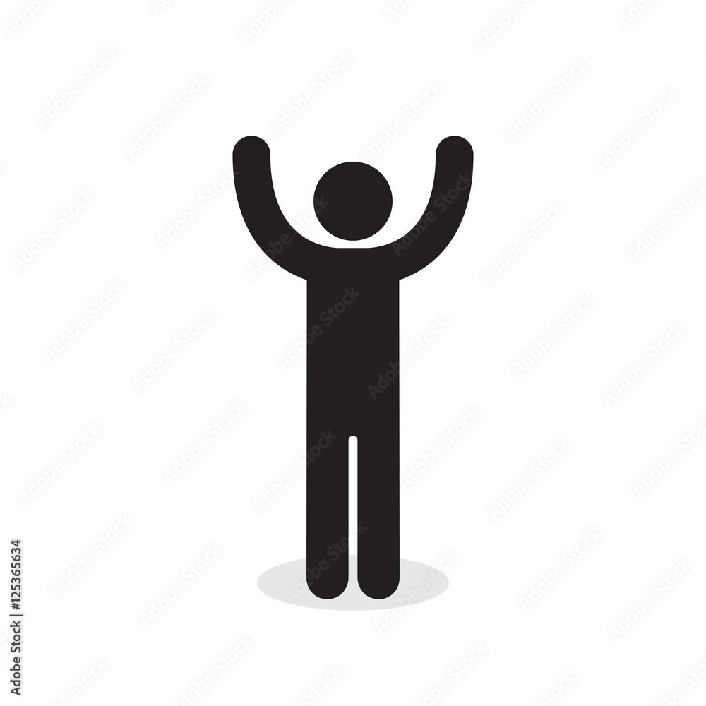 Man raised two hands icon, vector simple isolated illustration. Stock ...