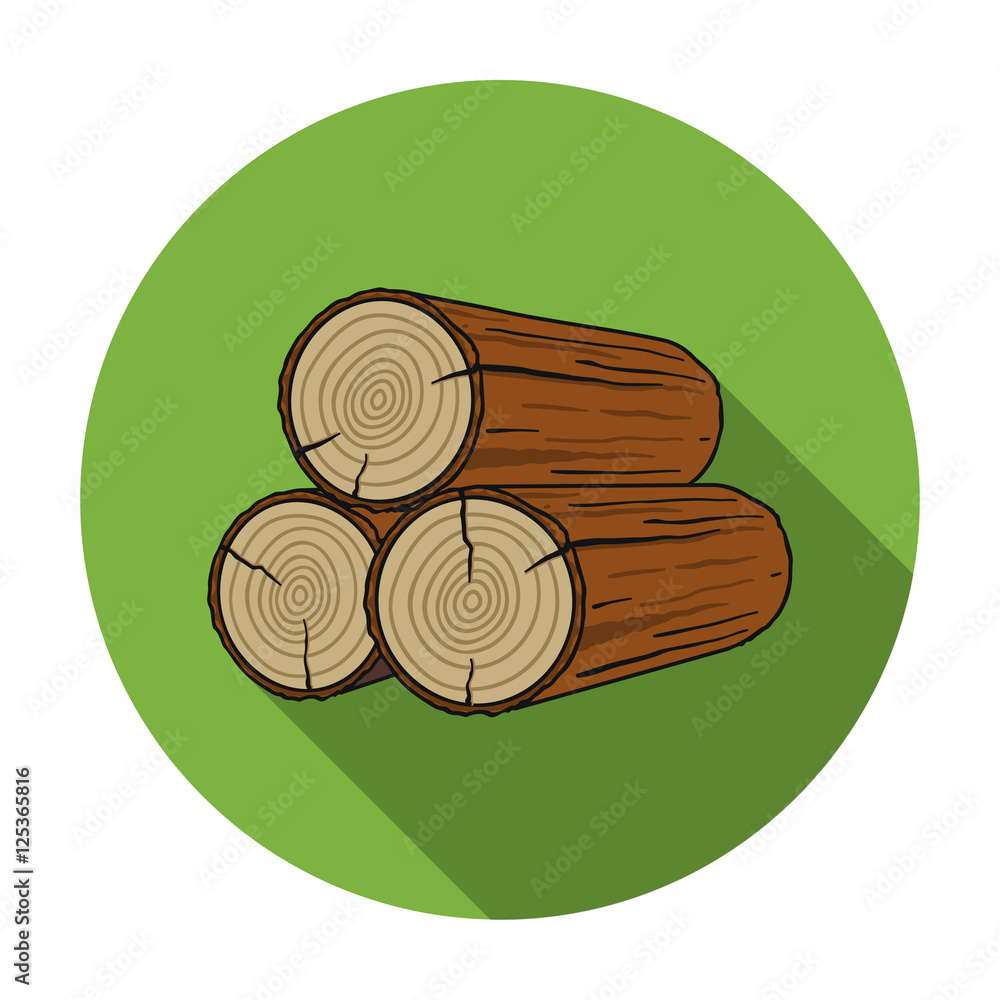 Stack of logs icon in flat style isolated on white background. Sawmill ...