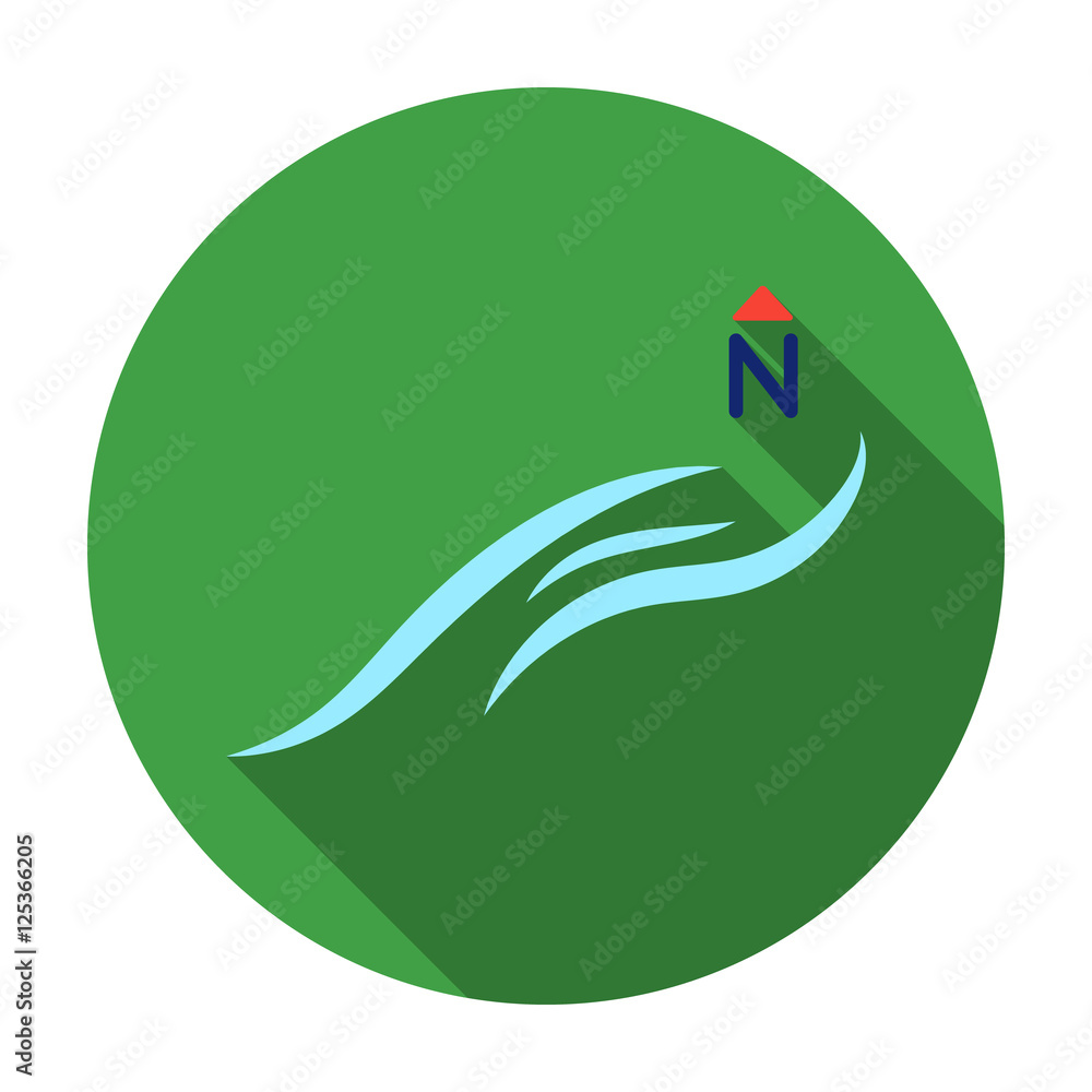 Northern wind icon in flat style isolated on white background. Weather ...