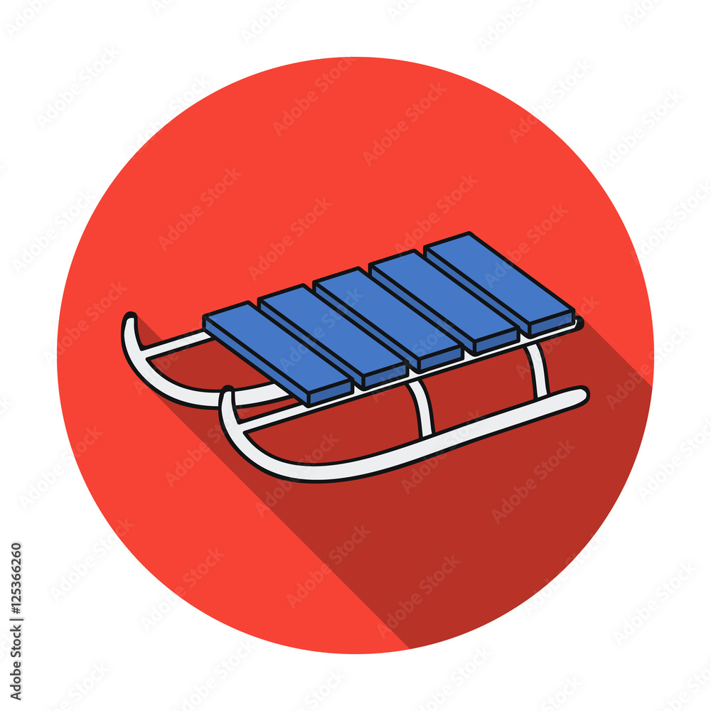 Sled icon in flat style isolated on white background. Ski resort symbol ...