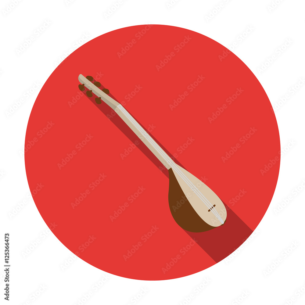 Saz icon in flat style isolated on white background. Turkey symbol ...