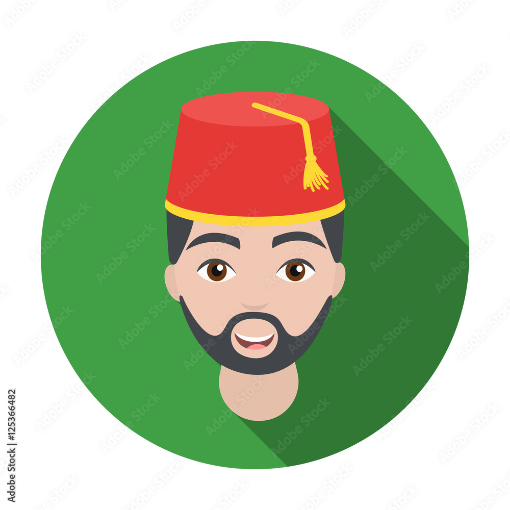 Turkish man icon in flat style isolated on white background. Turkey ...