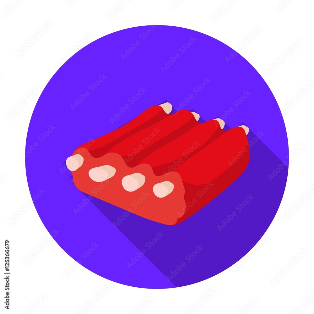 Pork ribs icon in flat style isolated on white background. Meats symbol ...