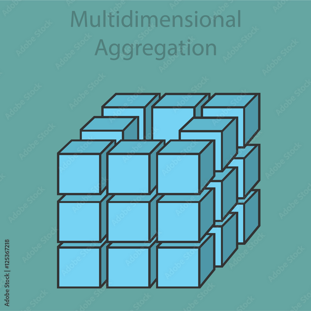 Multidimensional aggregation 3d, vector illustration flat design Stock ...