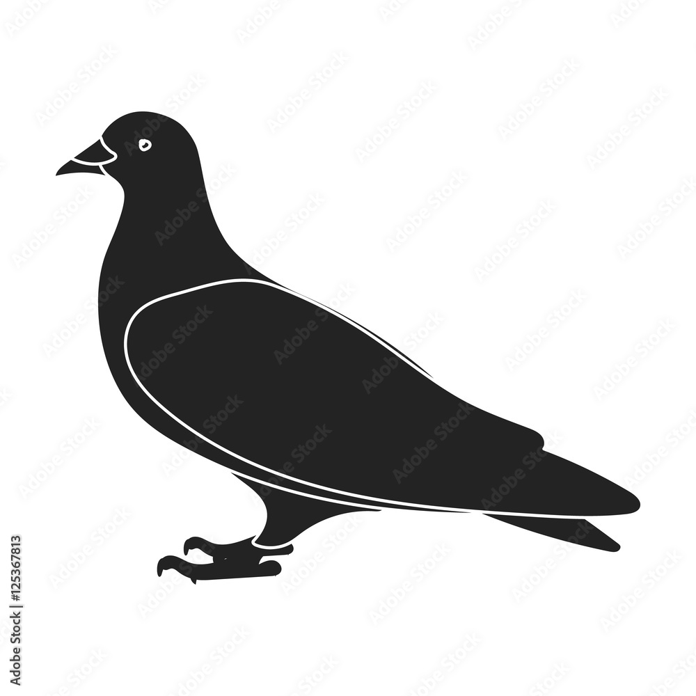 Pigeon icon in black style isolated on white background. Bird symbol ...