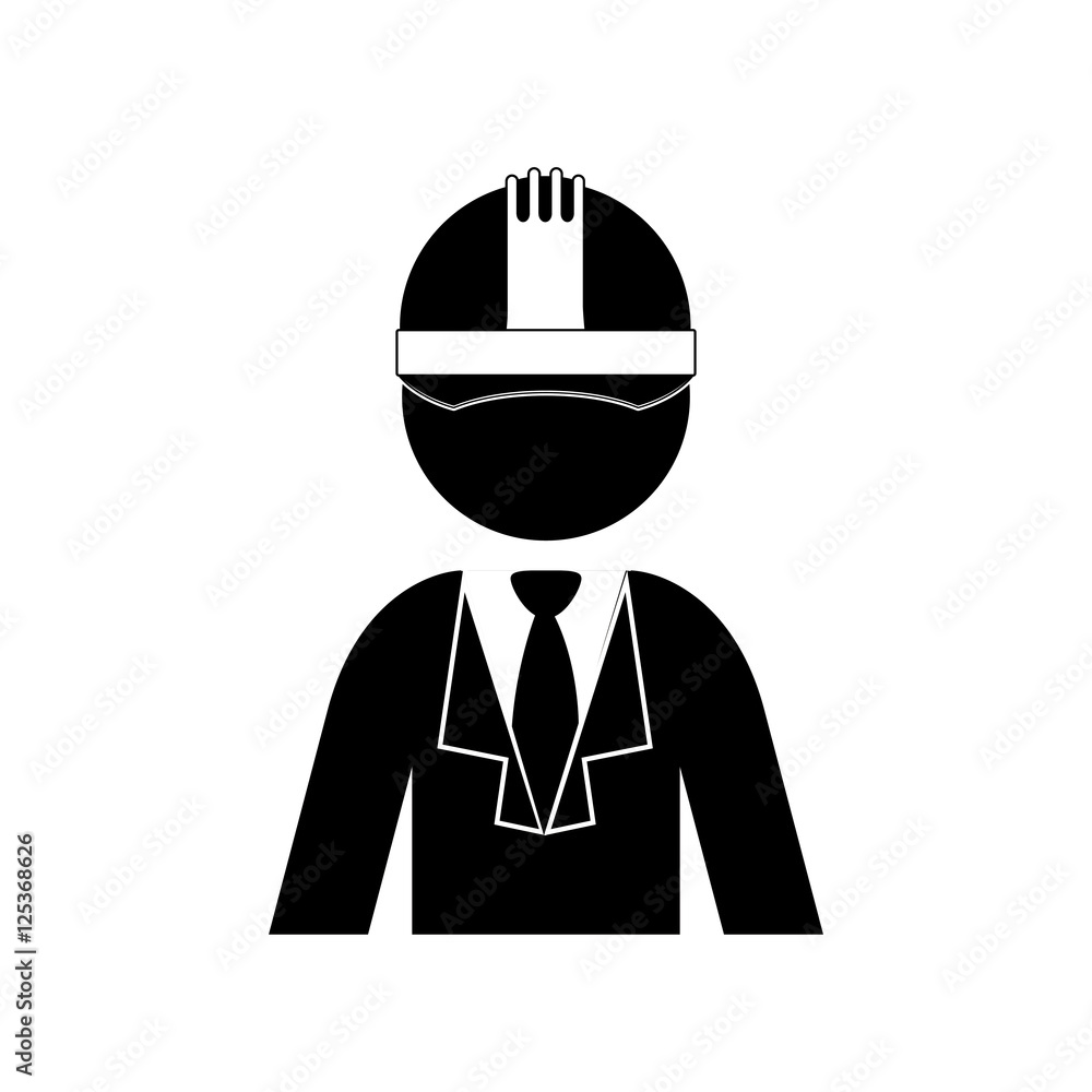 silhouette half body engineer with helmet vector illustration Stock ...