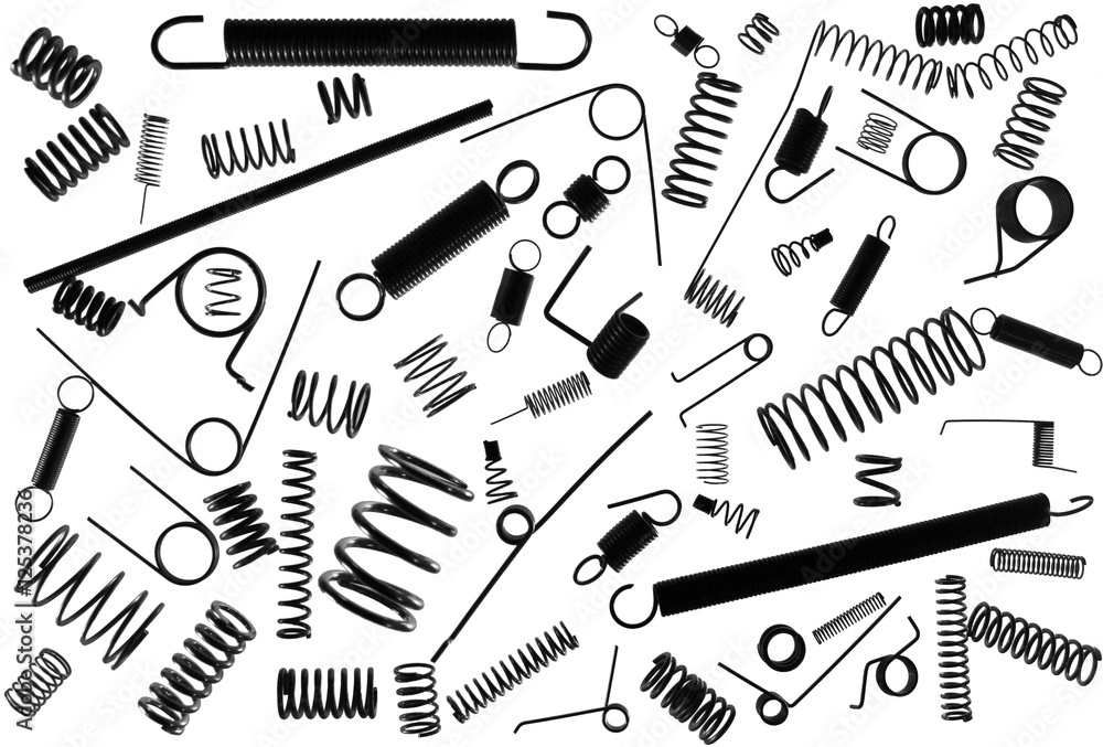 Seamless pattern of metal springs isolated on white background Stock ...