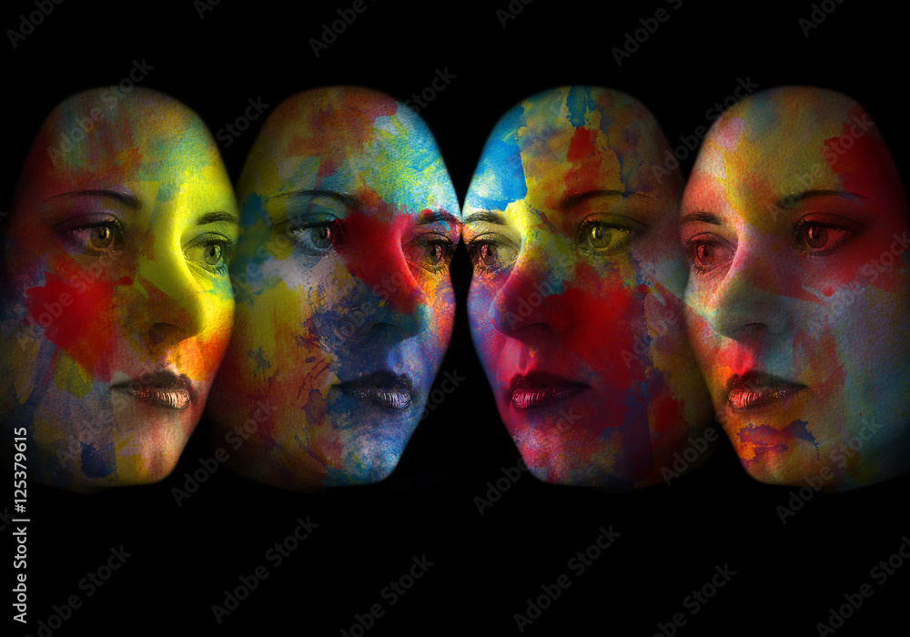 Double exposure girl head face eyes sad conceptual Stock Photo | Adobe ...