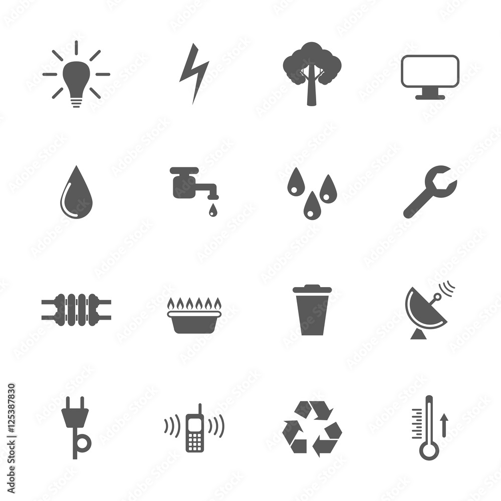 Utilities icon set Stock Vector | Adobe Stock