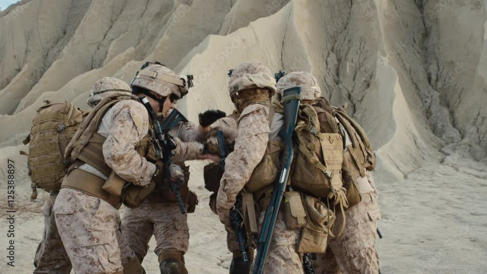 Group of Soldiers are Standing in a Circle and Staking Hands as Symbol ...