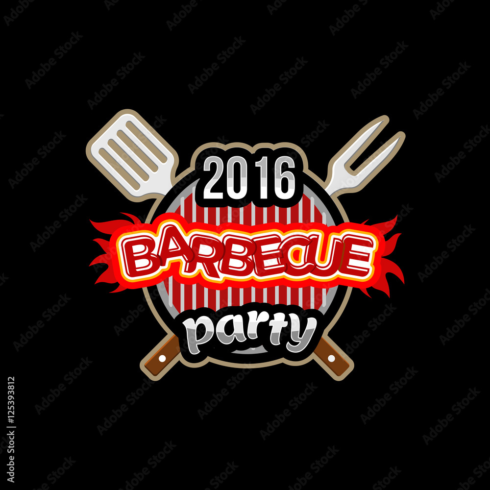 Barbecue party logo template. Stock Vector | Adobe Stock