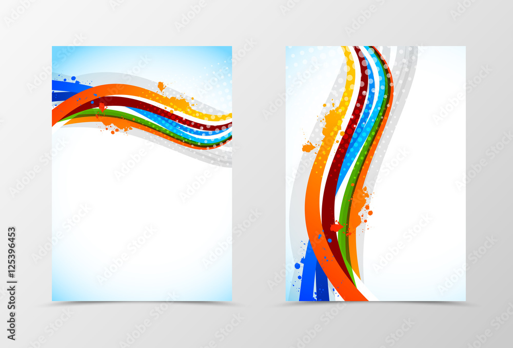 Front and back wave flyer template design Stock Vector | Adobe Stock