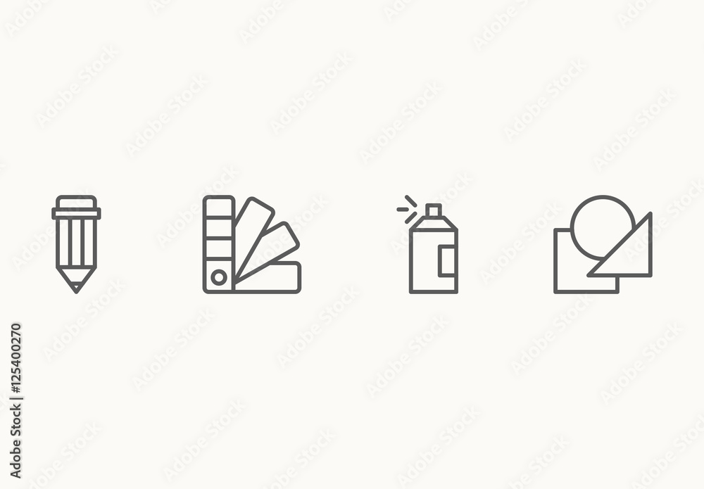 40 Minimalist Design Aspects Icons Stock Template | Adobe Stock