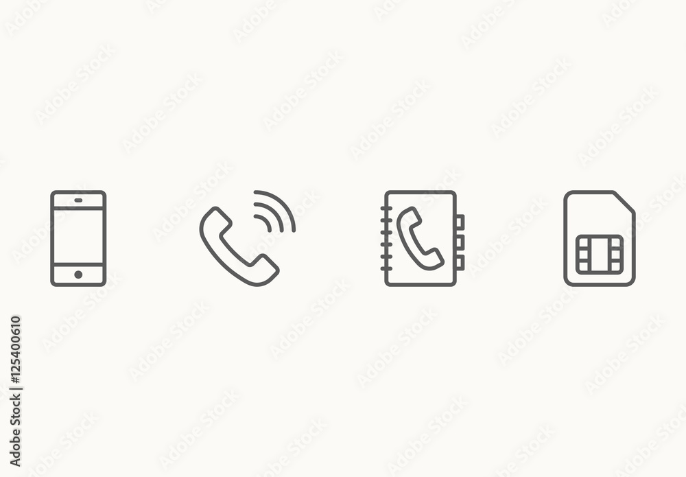 90 Minimalist Phone and Wireless Icons Stock Template | Adobe Stock