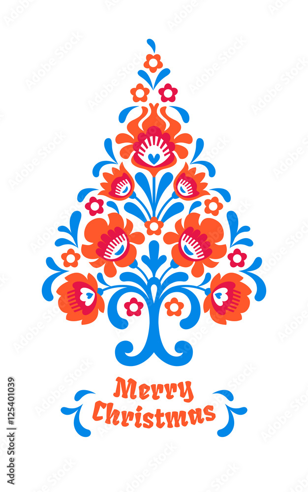 Polish folk christmas tree cutout Stock Vector | Adobe Stock