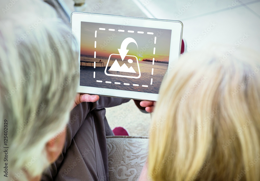 Two People Sharing a Tablet Mockup Stock Template | Adobe Stock