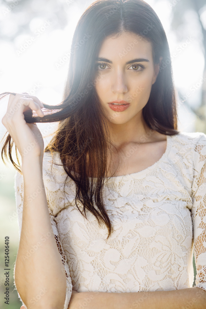 Beautiful woman in nature Stock Photo | Adobe Stock