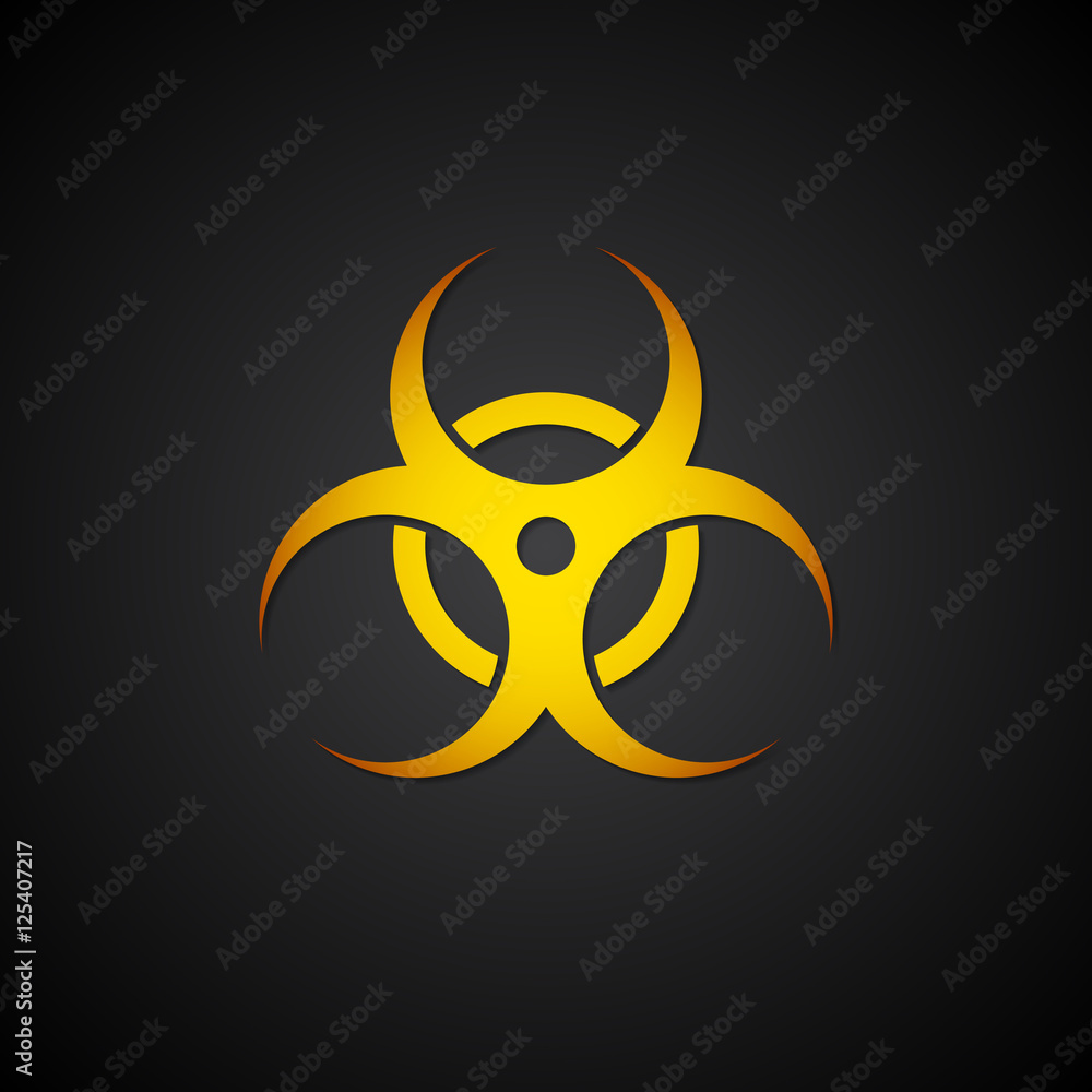 Orange biohazard symbol on black background. Danger of infection Stock ...