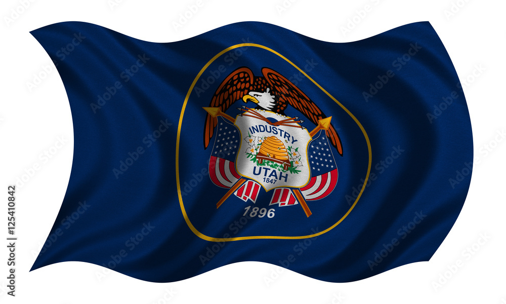 Flag of Utah wavy on white, fabric texture Stock Illustration | Adobe Stock