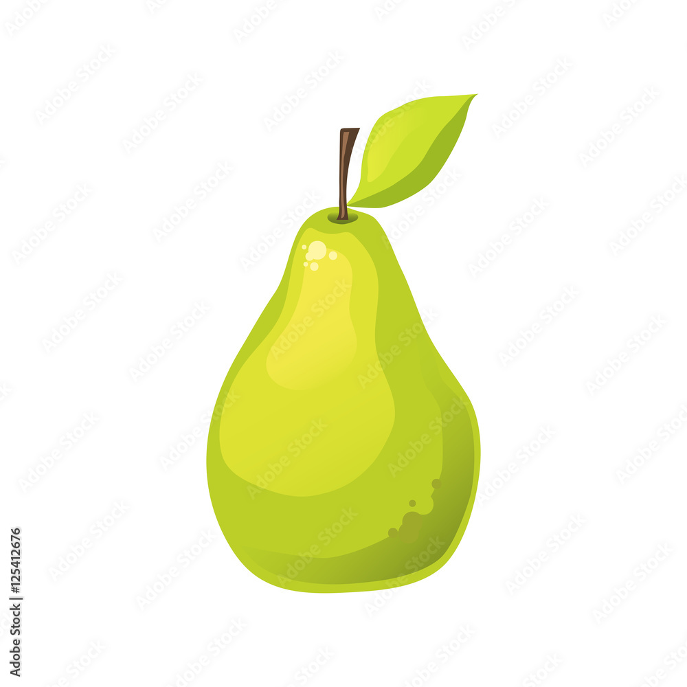 Cartoon green pear on a white background. Vector illustration Stock ...