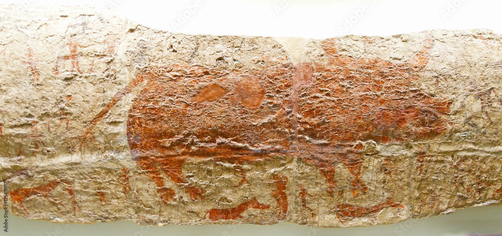 Hunting scenes from neolithic paintings of Catalhoyuk Stock Photo ...