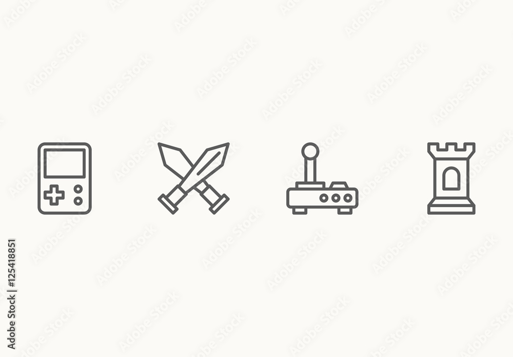 40 Minimalist Gaming Icons Stock Template | Adobe Stock