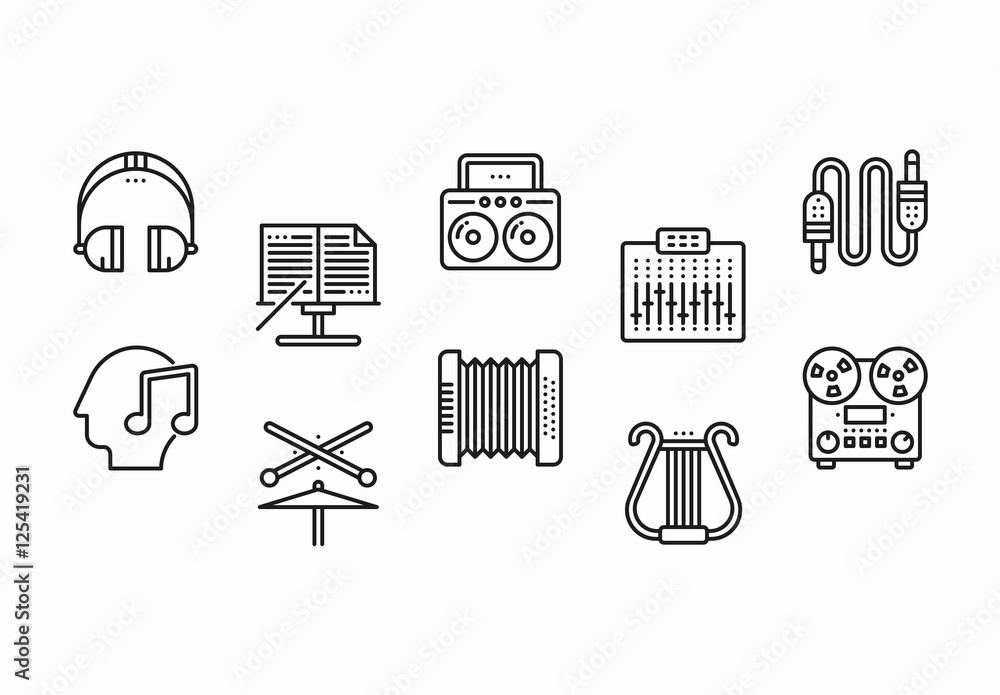 25 Black and White Music Icons Stock Template | Adobe Stock