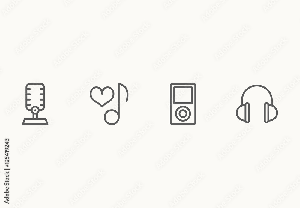 65 Minimalist Music Icons Stock Template | Adobe Stock