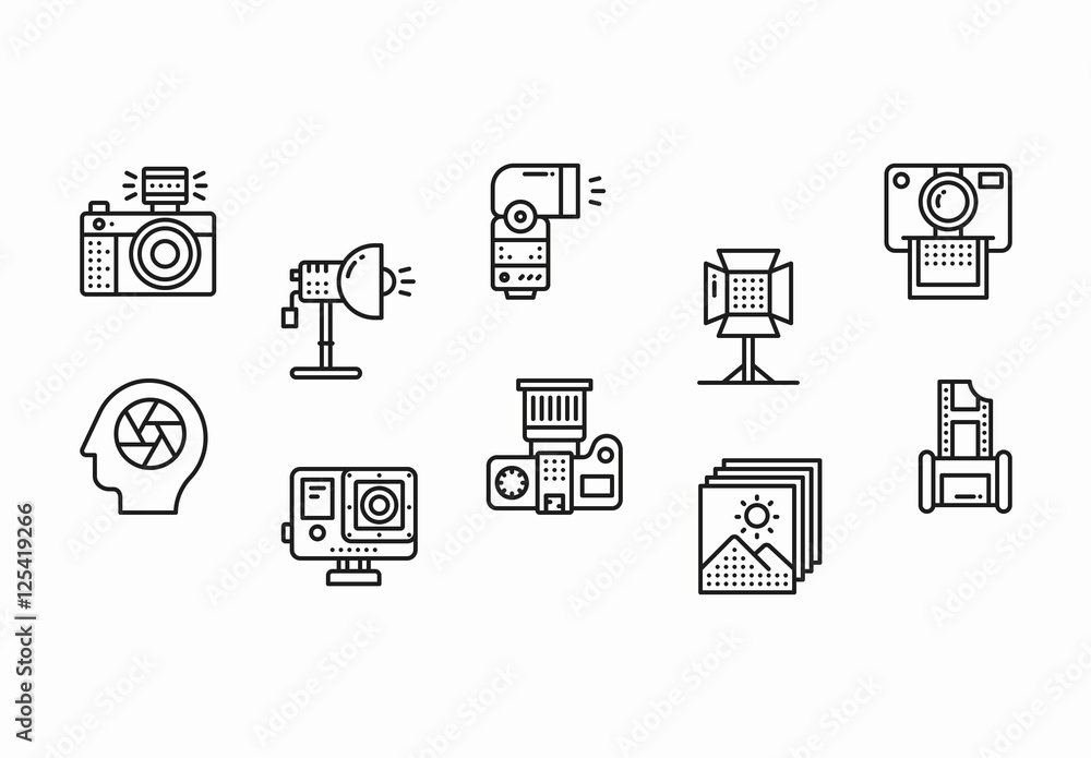 18 Black and White Photography Icons Stock Template | Adobe Stock