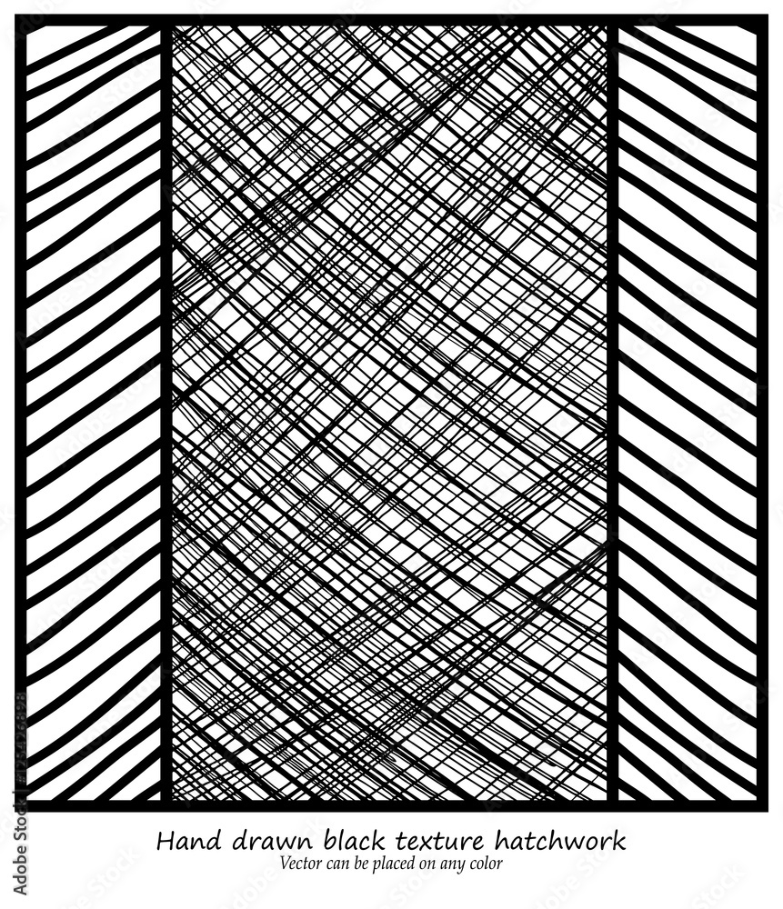 hand drawn hatchwork stripe background vector with striped sidebar ...