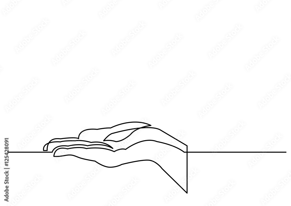 continuous line drawing of hand showing something Stock Vector | Adobe ...