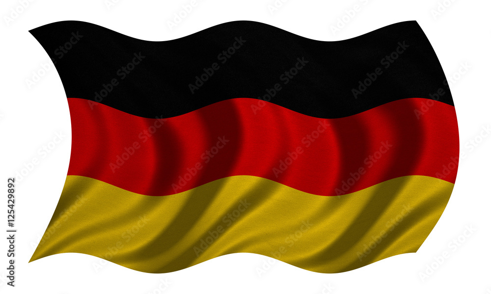 Flag of Germany wavy on white, fabric texture Stock Illustration ...