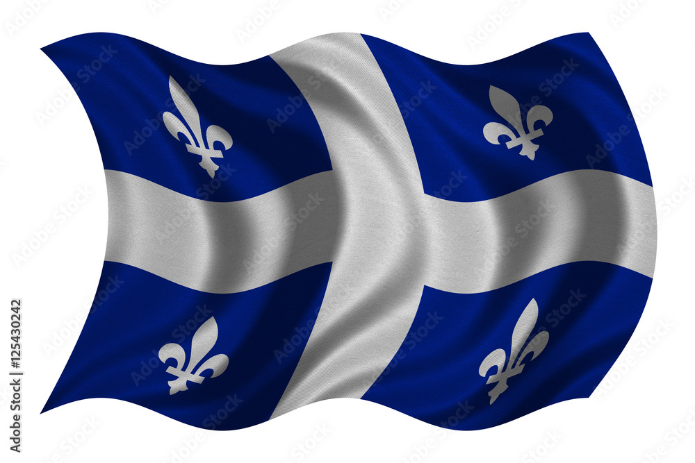 Flag of Quebec wavy on white, fabric texture Stock Illustration | Adobe ...