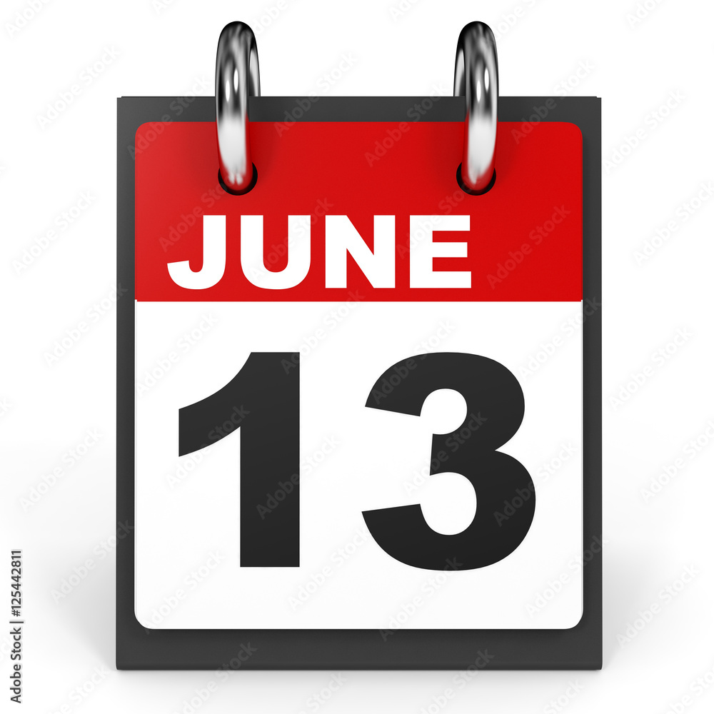 June 13. Calendar on white background. Stock-Illustration | Adobe Stock
