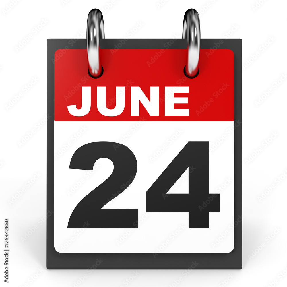 June 24. Calendar on white background. Stock 일러스트레이션 | Adobe Stock