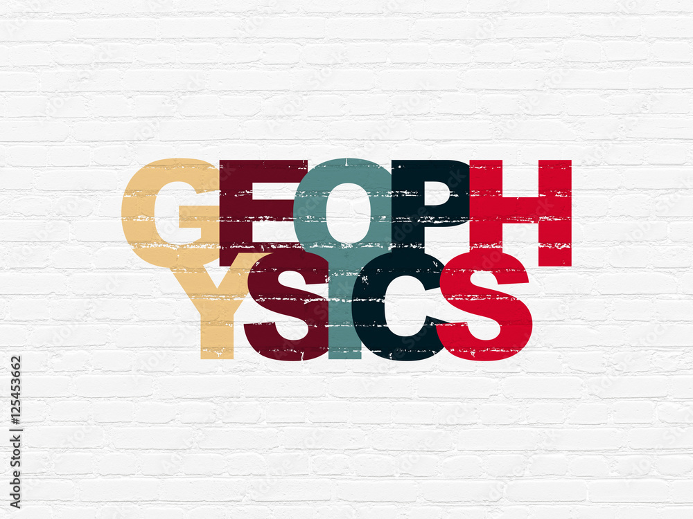Science concept: Geophysics on wall background Stock Illustration ...