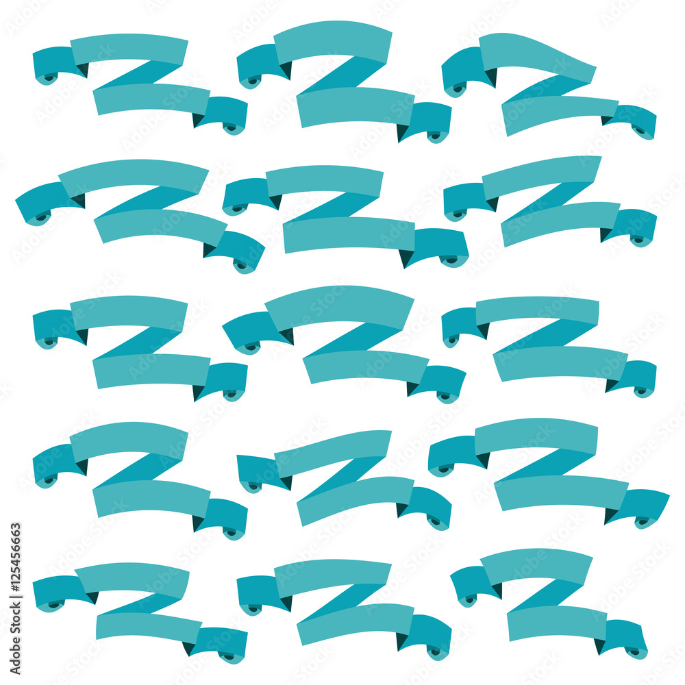 Set of beautiful festive cyan ribbons, isolated on white background ...