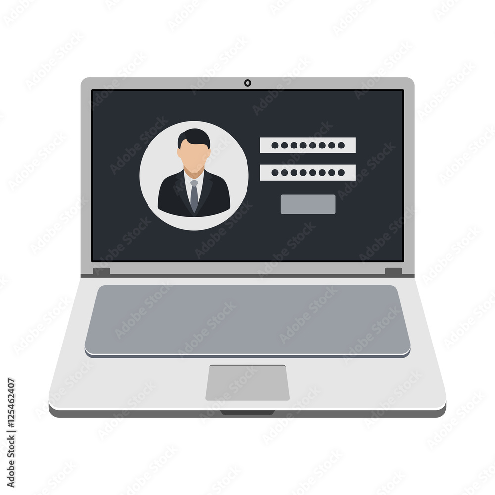 Laptop icon with user login form on the screen - concept of user ...