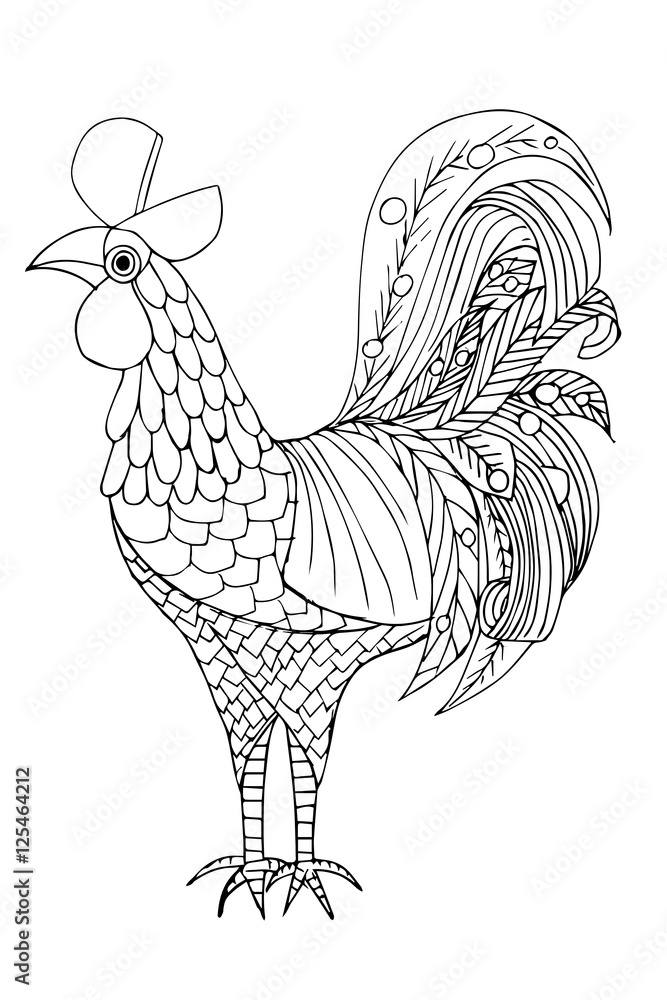 outline rooster Stock Vector | Adobe Stock