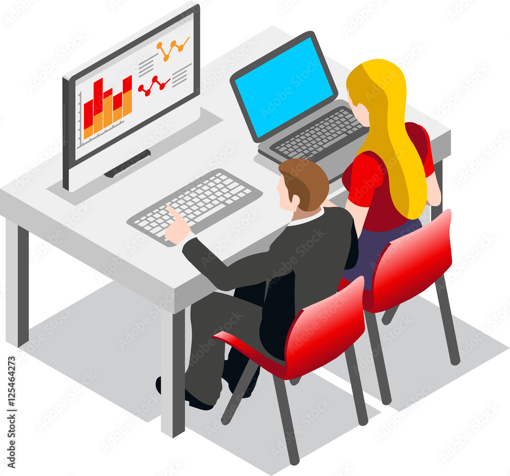 Isometric Businessman Sale Lead Bank Congress man icon set. Male Trader ...