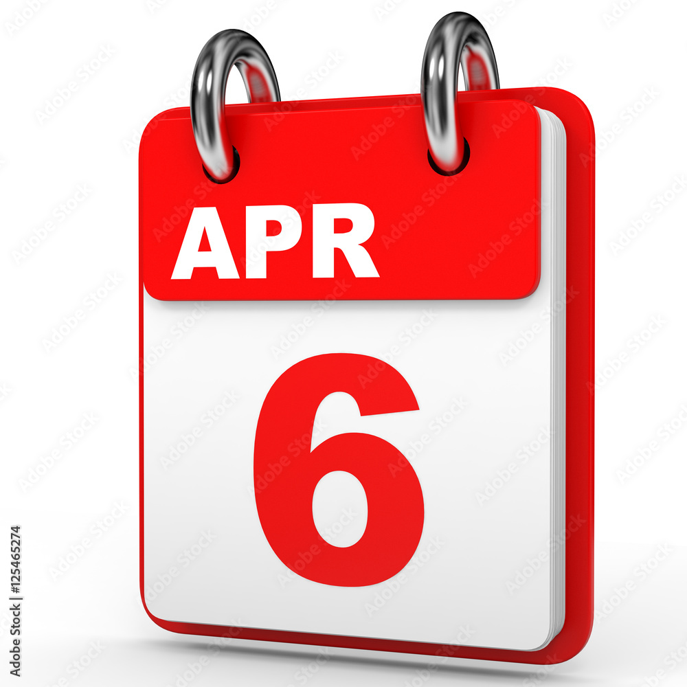 April 6. Calendar on white background. Stock Illustration | Adobe Stock
