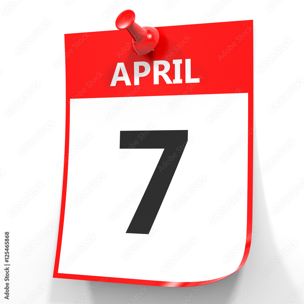 April 7. Calendar on white background. Stock Illustration | Adobe Stock