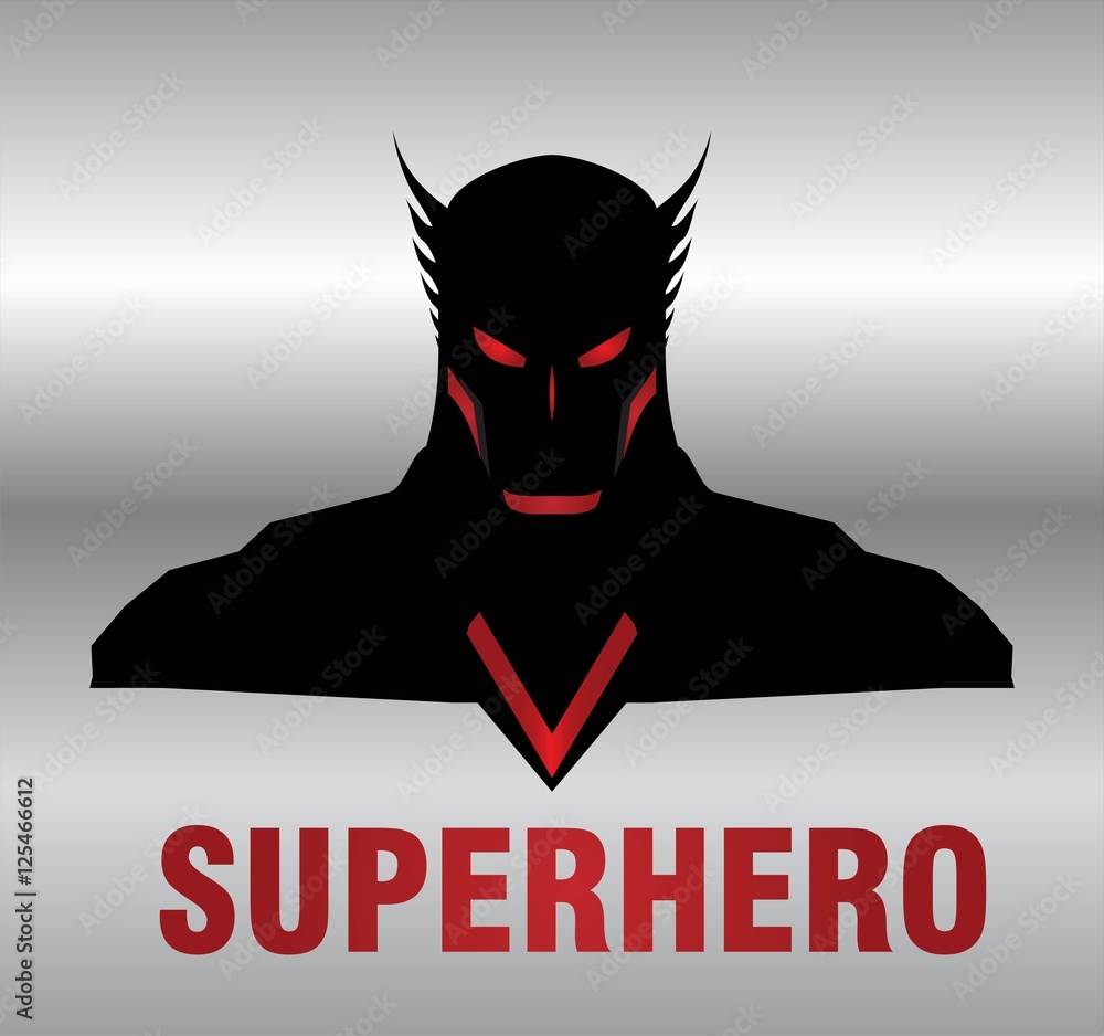 superhero. metallic winged head superhero with the black costume. Stock ...
