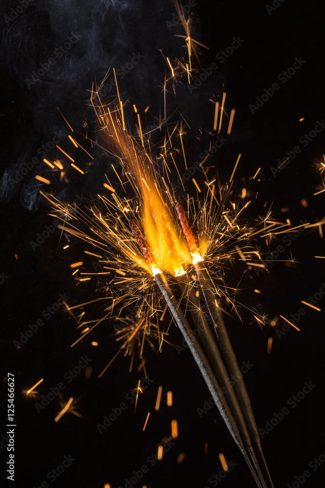 bengal fire on a black background Stock Photo | Adobe Stock