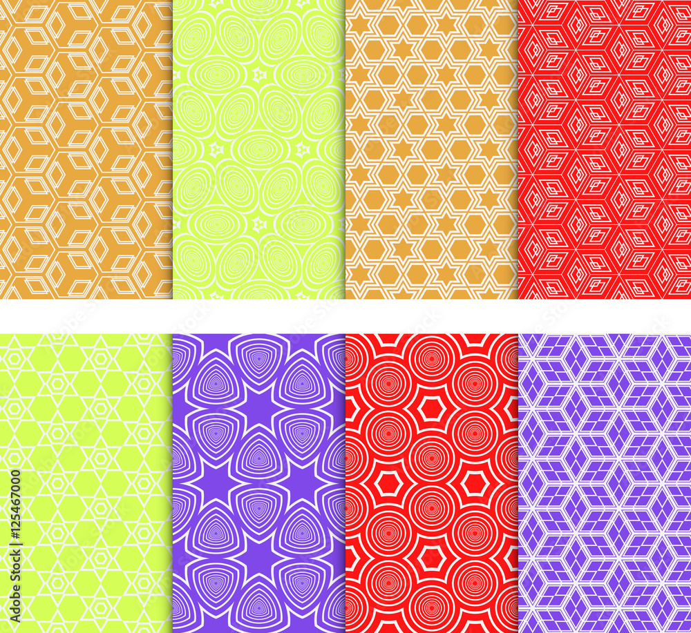 Shape of ?ircle, star, cube. Set of geometric seamless pattern. vector ...